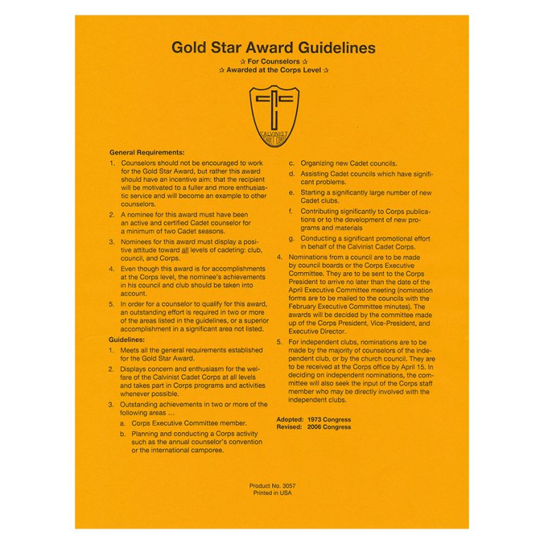 Gold Star Award Guidelines – Shop Cadets